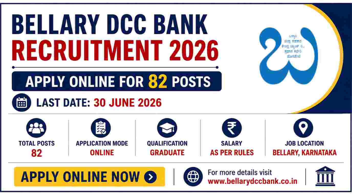 Bellary DCC Bank Recruitment 2026 Notification Out for 82 Posts
