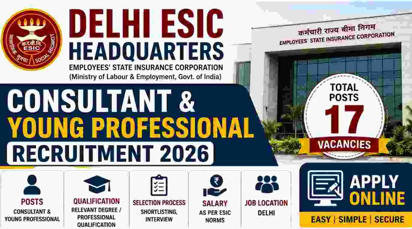 Delhi ESIC Headquarters Consultant & Young Professional Recruitment 2026