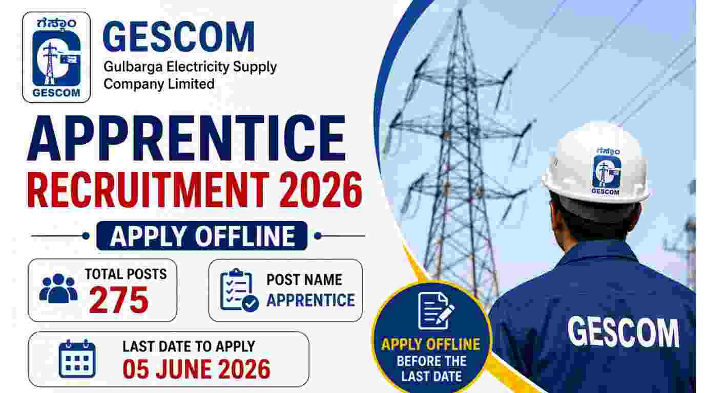 GESCOM Apprentice Recruitment 2026 Apply Offline for 275 Posts