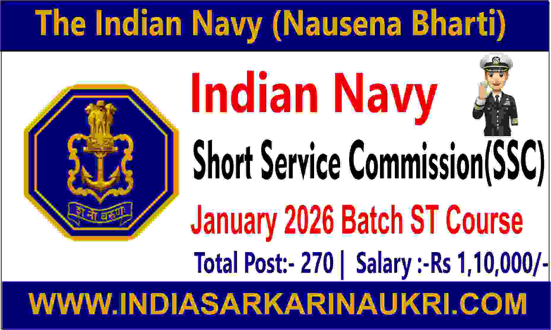 Indian Navy SSC Officers January 2026 Batch Recruitment 2025