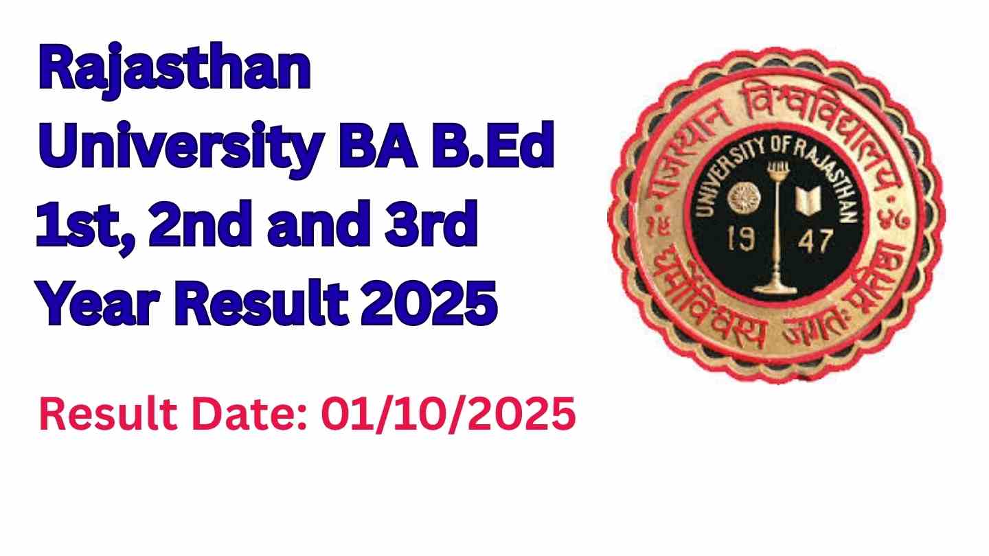 Rajasthan University BA B.Ed 1st, 2nd and 3rd Year Result 2025 Declared