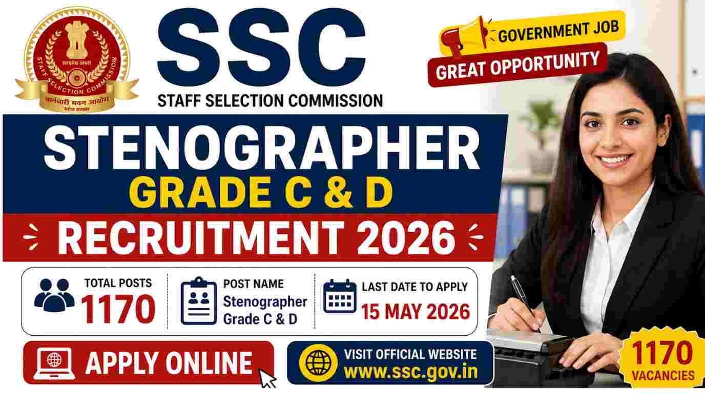 SSC Stenographer Grade C, D Recruitment 2026 Apply for {1170 Posts}