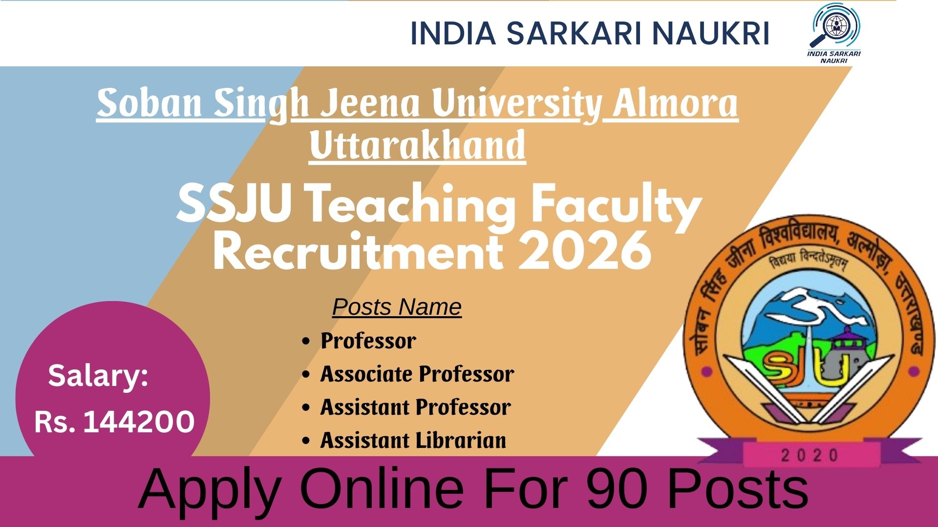 SSJU Teaching Faculty Recruitment 2026 Apply Online for 90 Professor Posts